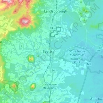 Beerwah地形图、海拔、地势