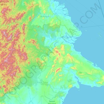 Berau地形图、海拔、地势