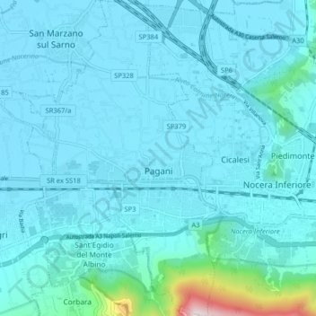 Pagani地形图、海拔、地势