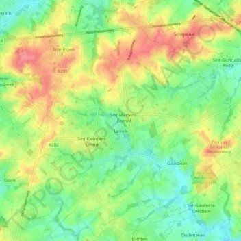 Lennik地形图、海拔、地势