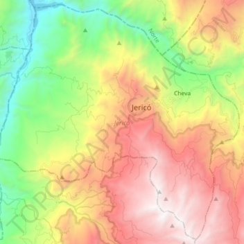 Jericó地形图、海拔、地势