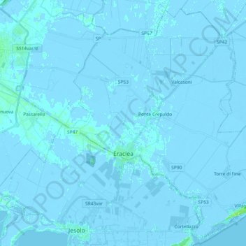 Eraclea地形图、海拔、地势