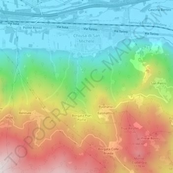 Chiusa di San Michele地形图、海拔、地势