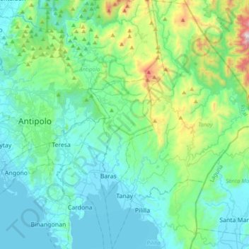 Tanay地形图、海拔、地势
