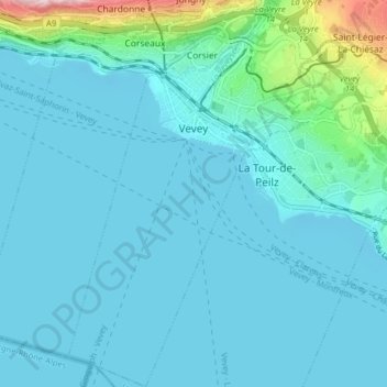 Vevey地形图、海拔、地势