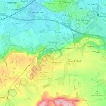 Wroughton地形图、海拔、地势