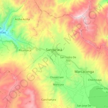 Sangarará地形图、海拔、地势