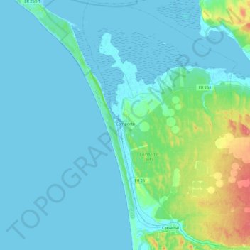 Comporta地形图、海拔、地势