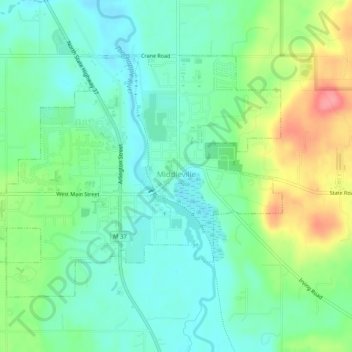 Middleville地形图、海拔、地势