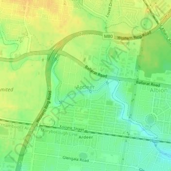 Ardeer地形图、海拔、地势