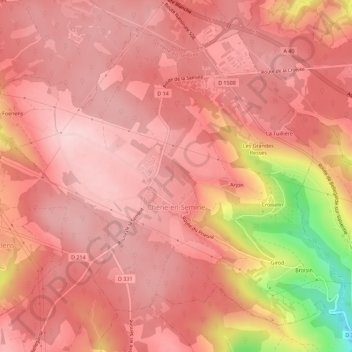 Chêne-en-Semine地形图、海拔、地势