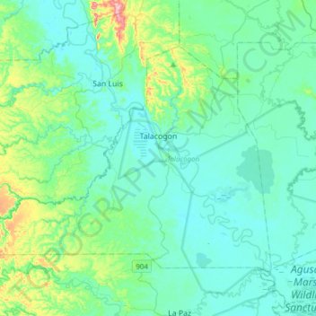 Talacogon地形图、海拔、地势