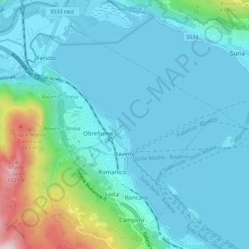 Baveno地形图、海拔、地势