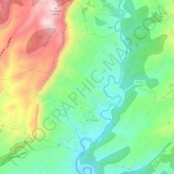 el Lloar地形图、海拔、地势