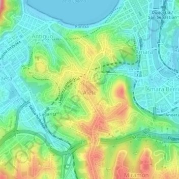 Ayete地形图、海拔、地势