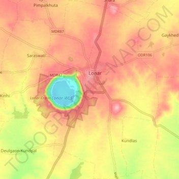 Lonar (M Cl)地形图、海拔、地势