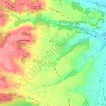 Beaufort地形图、海拔、地势