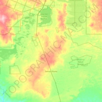 Salmon Gums地形图、海拔、地势