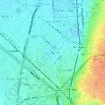 Brompton地形图、海拔、地势