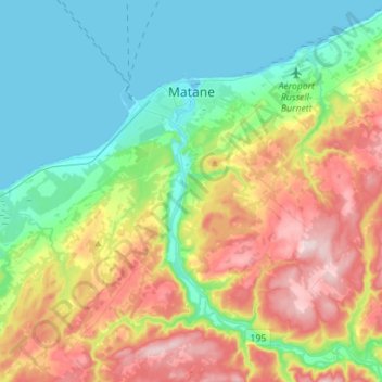 Matane地形图、海拔、地势