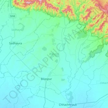 Bilaspur地形图、海拔、地势