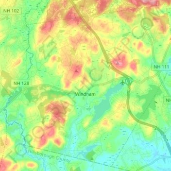 Windham地形图、海拔、地势