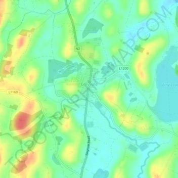 Emyvale地形图、海拔、地势