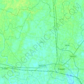 Siwan地形图、海拔、地势