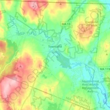 Townsend地形图、海拔、地势