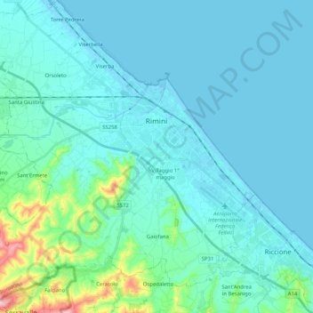 Rimini地形图、海拔、地势