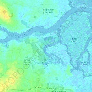 Barling Magna地形图、海拔、地势