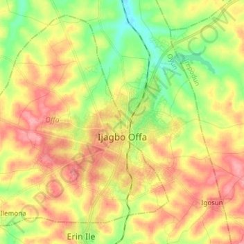 Offa地形图、海拔、地势