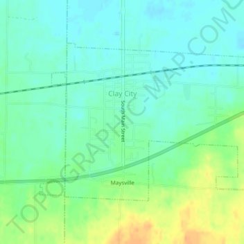 Clay City地形图、海拔、地势