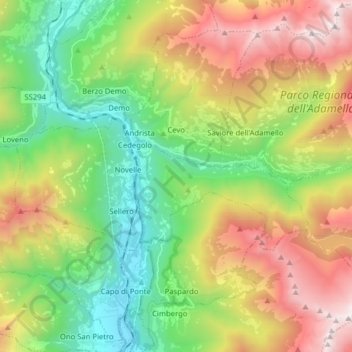 Cevo地形图、海拔、地势