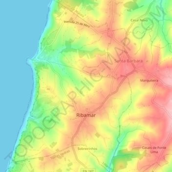 Ribamar地形图、海拔、地势