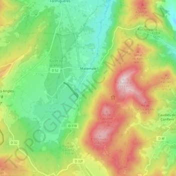 Matemale地形图、海拔、地势