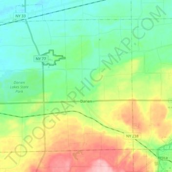 Town of Darien地形图、海拔、地势