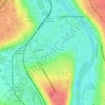 L'Essone地形图、海拔、地势