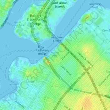 Astoria Park地形图、海拔、地势