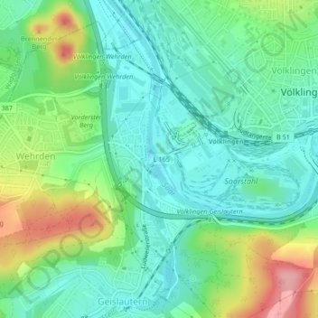 Saar地形图、海拔、地势