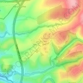 Ramot Menashe地形图、海拔、地势