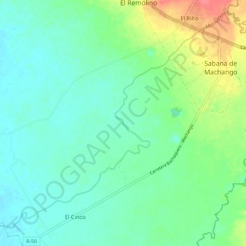 Río Machango地形图、海拔、地势