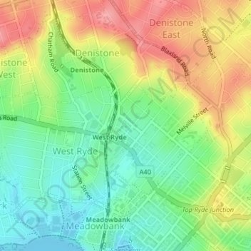 Anzac Park地形图、海拔、地势