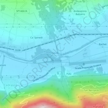 Fiume Adda地形图、海拔、地势