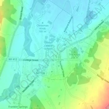 Clinton, NY地形图、海拔、地势