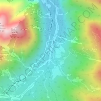 Valbruna地形图、海拔、地势
