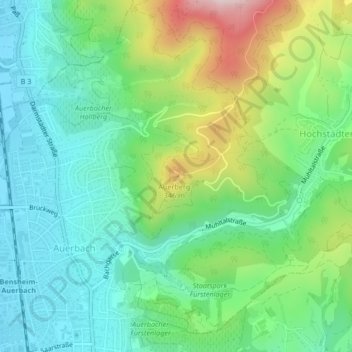 Schloss Auerbach地形图、海拔、地势