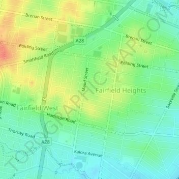 Percy Park地形图、海拔、地势