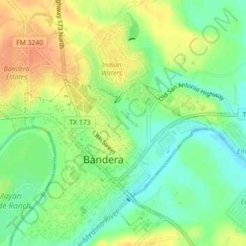 Bandera地形图、海拔、地势